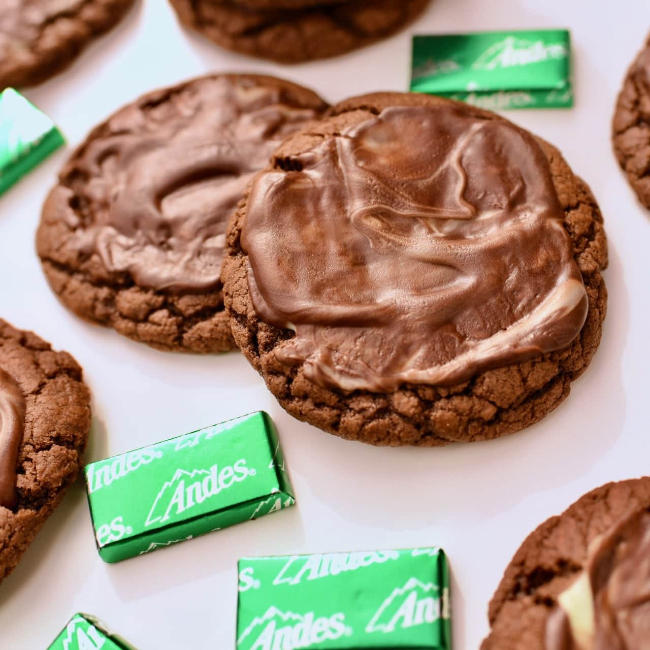 Chocolate Andes mint cookies square - Make Life Lovely