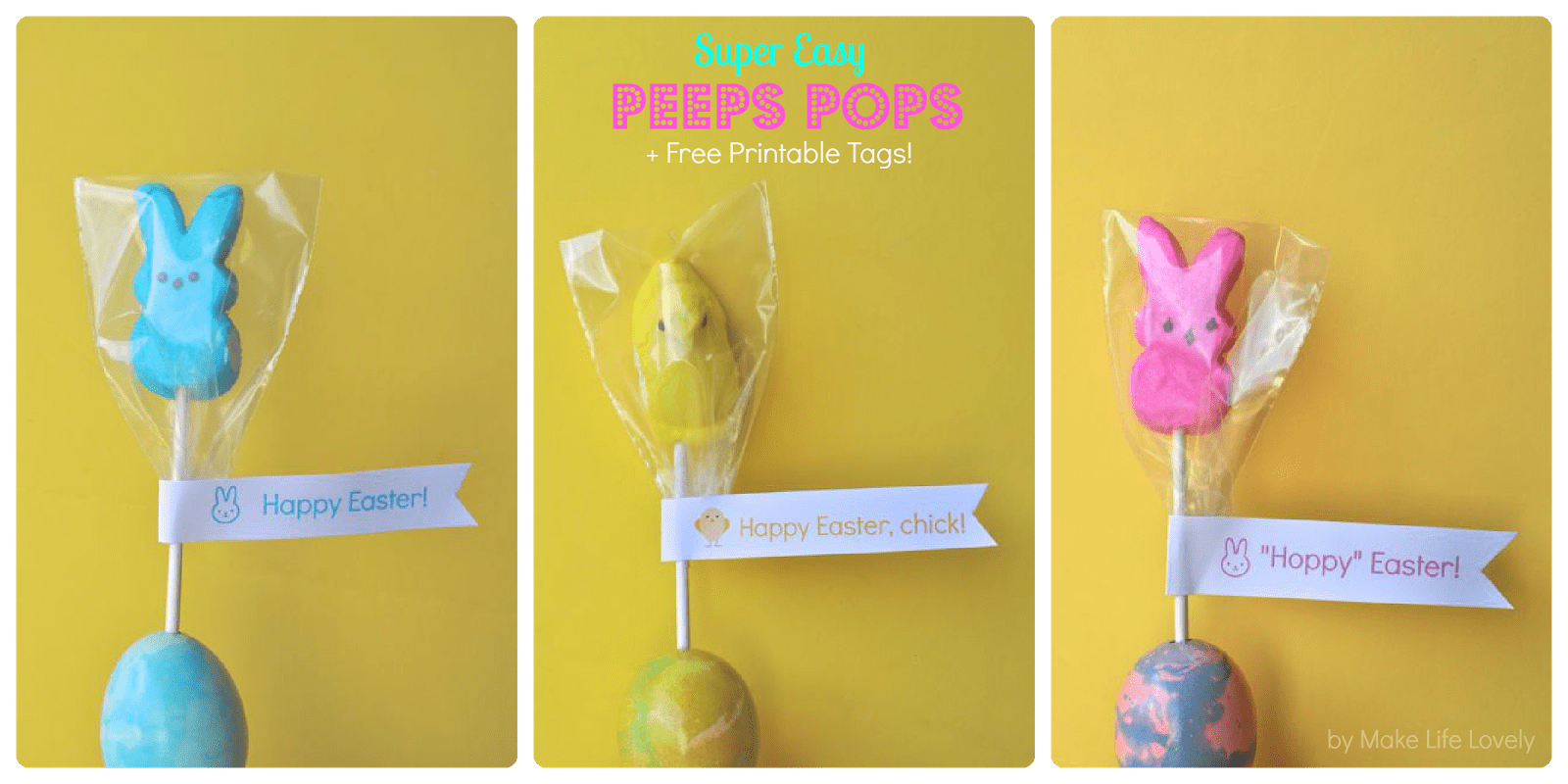 Peeps Pops, Peeps on a stick, Free printables, by Make Life Lovely ...