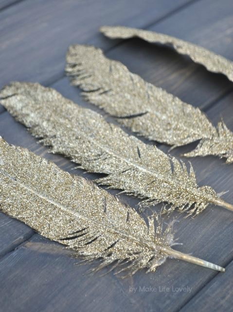 Gold dipped glitter feathers, by Make Life Lovely - Make Life Lovely