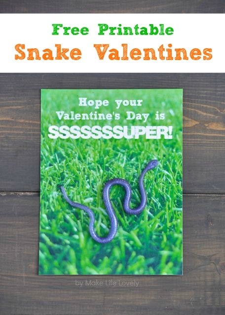 Free Printable Snake Valentines - Make Life Lovely