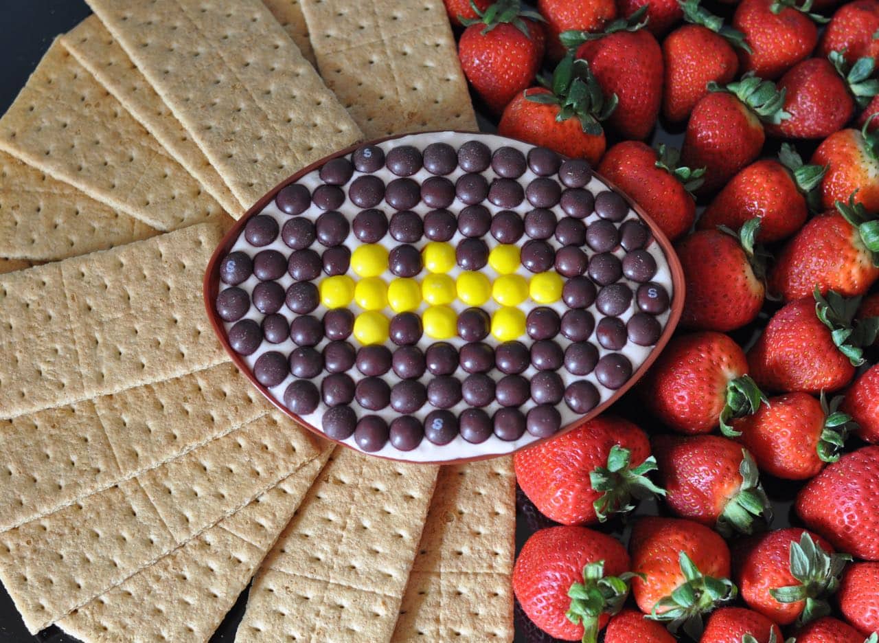 Football-Shaped Strawberry Cheesecake Dip - Make Life Lovely