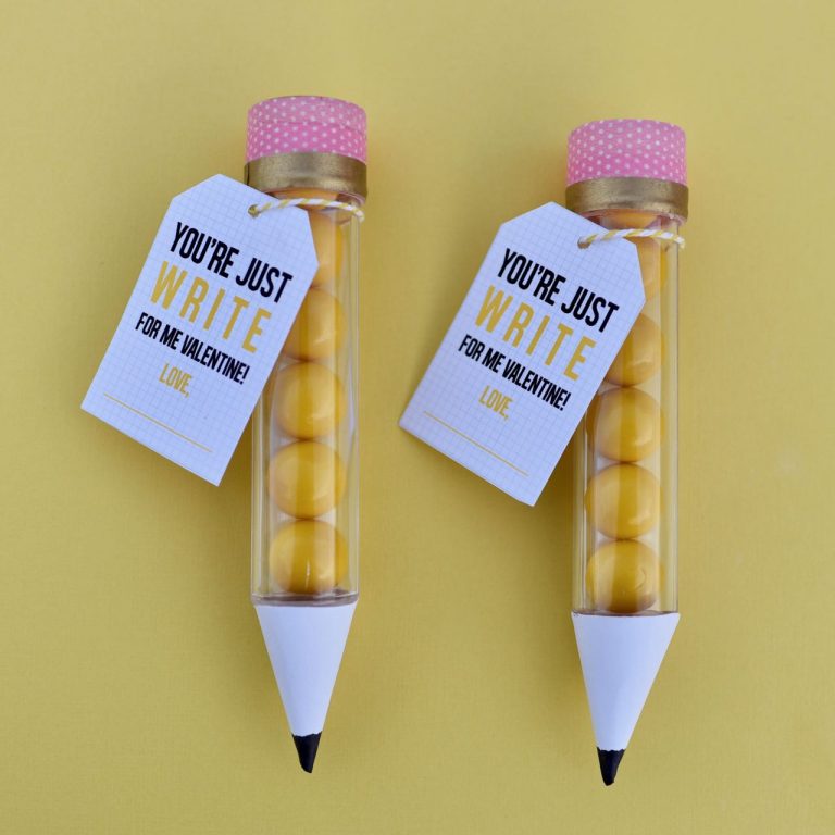 Pencil Valentines + Free Printable Tags - Make Life Lovely