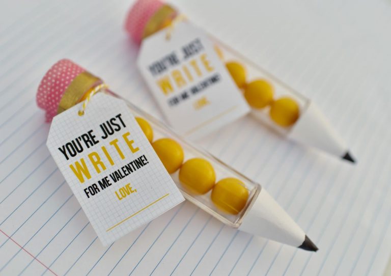 Pencil Valentines + Free Printable Tags - Make Life Lovely