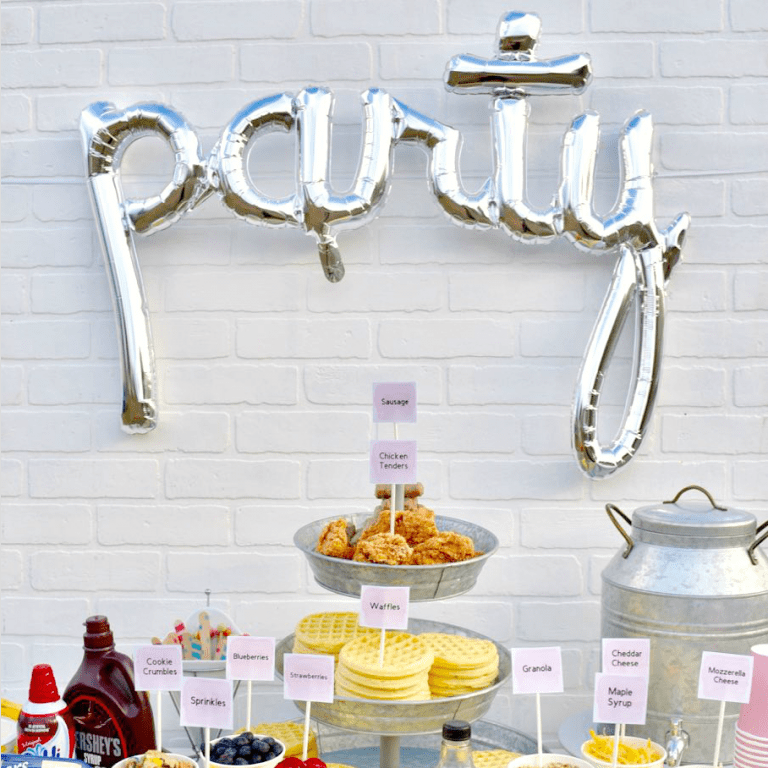 Cute waffle bar party ideas, perfect for a waffle bar birthday party ...