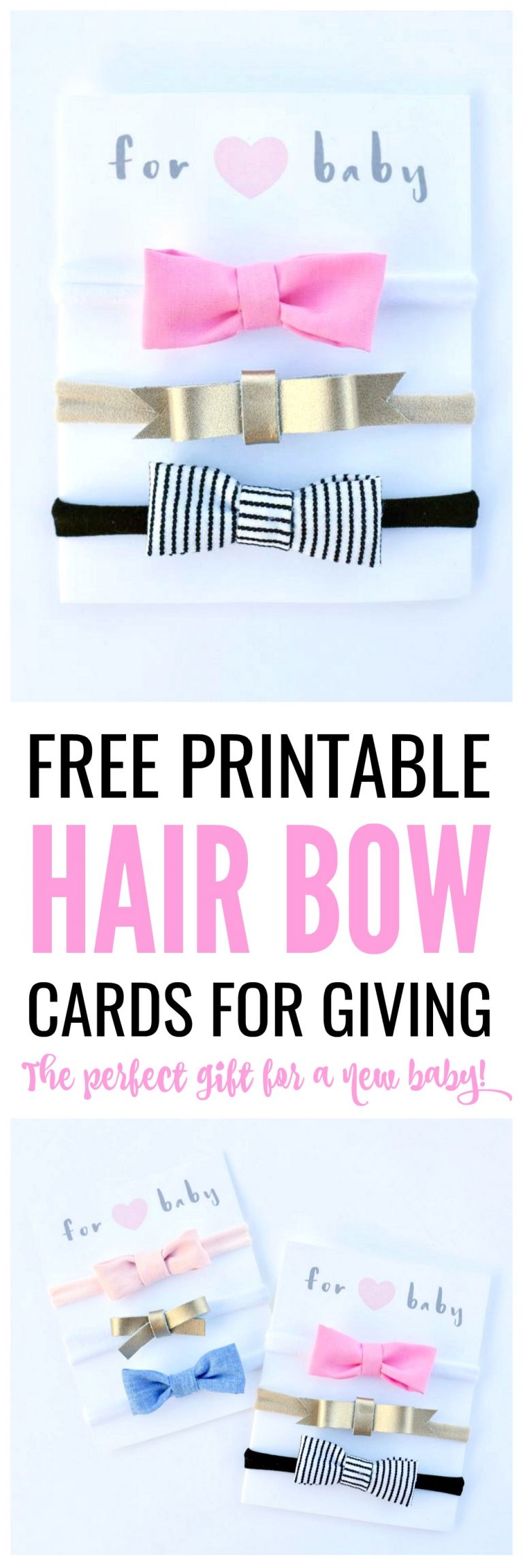 Free Printable Hair Bow Cards {To Hold DIY Hair Bow Gifts}