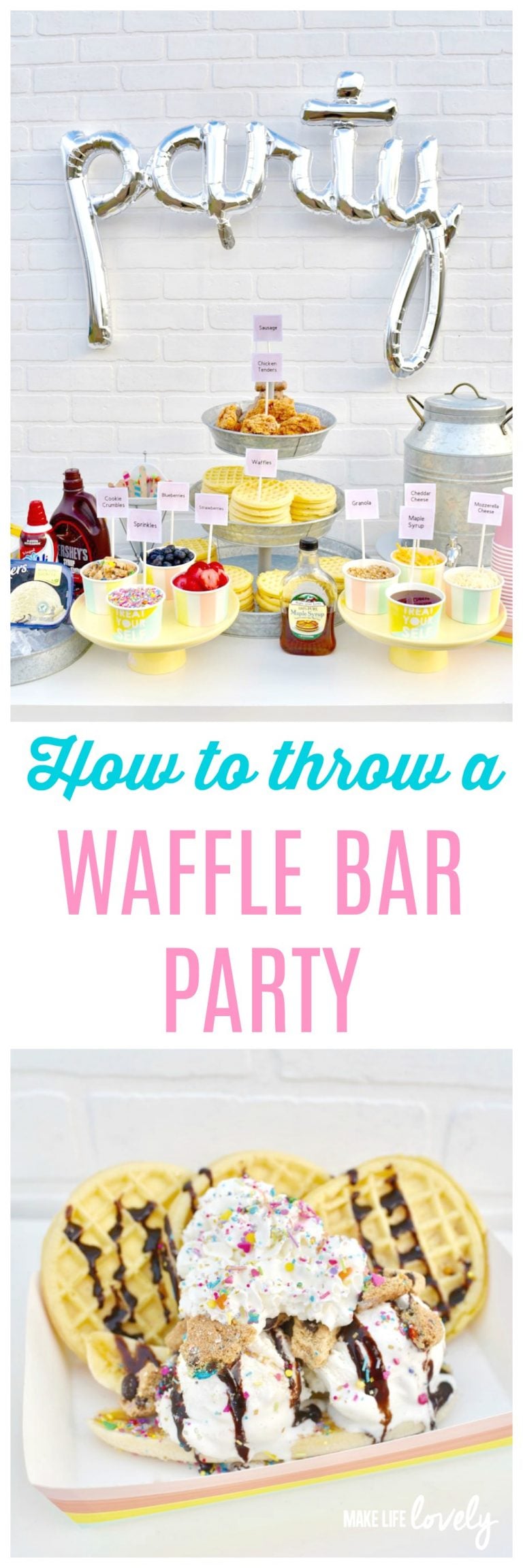 Waffle Bar Party + Free Waffle Bar Printables - Make Life Lovely