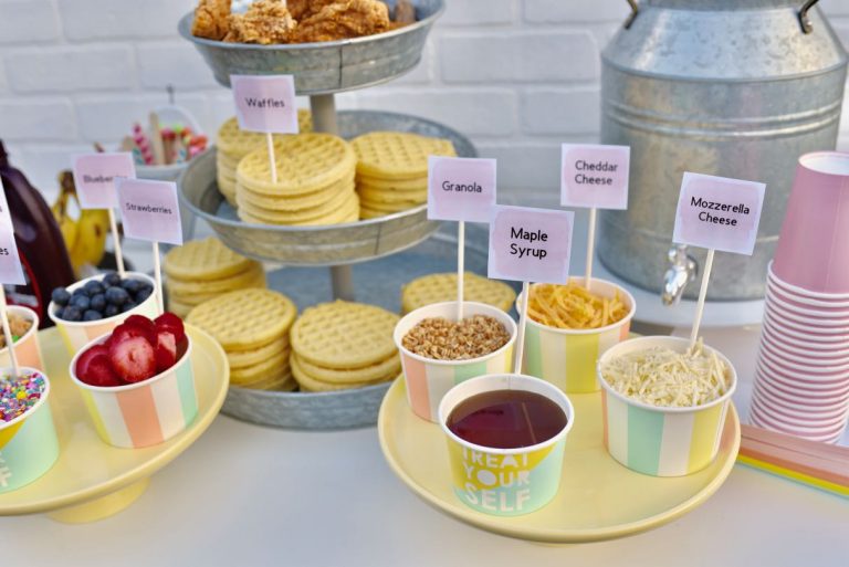 Waffle Bar Party + Free Waffle Bar Printables - Make Life Lovely