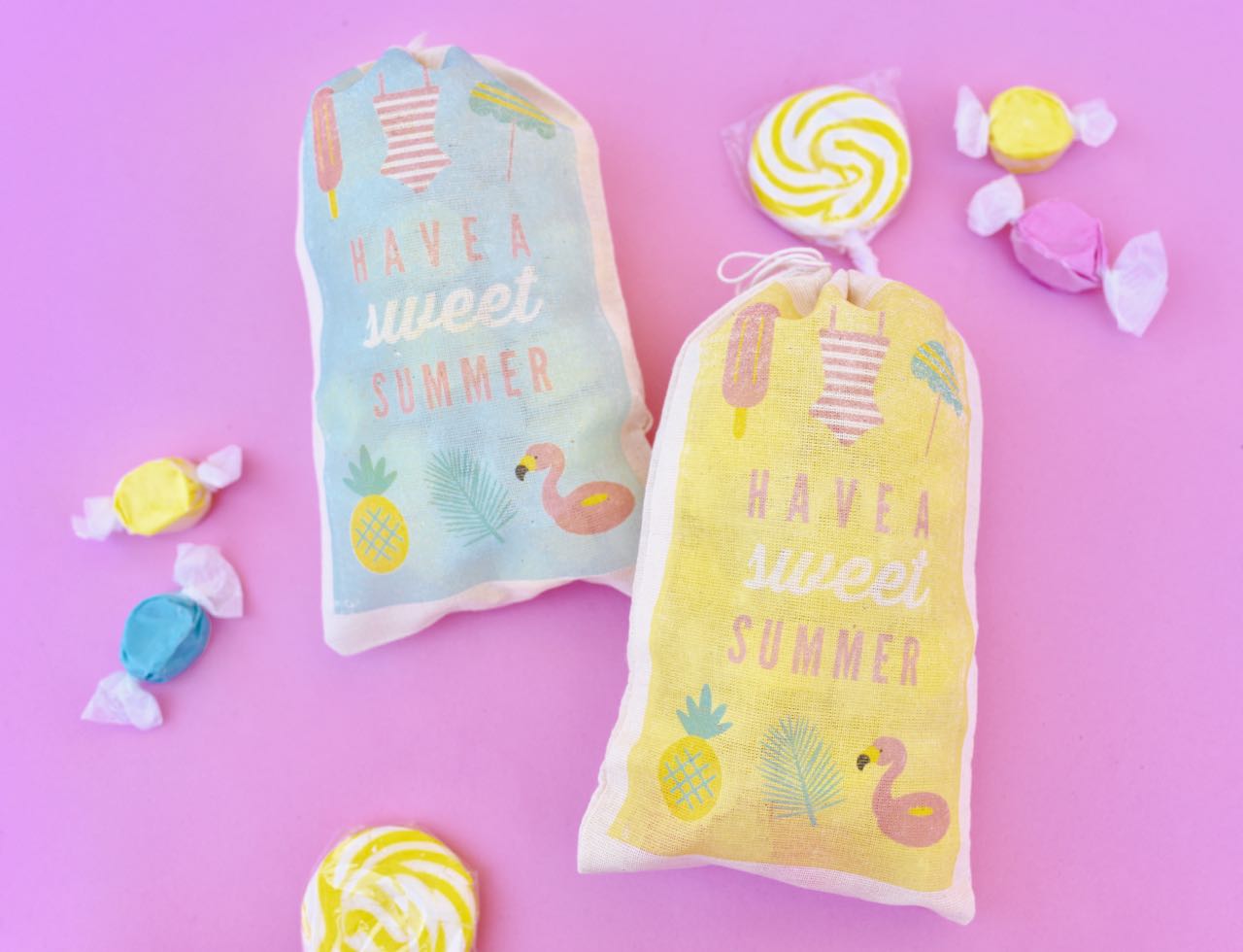 DIY party favor bags with candy for a summer party - Make Life Lovely