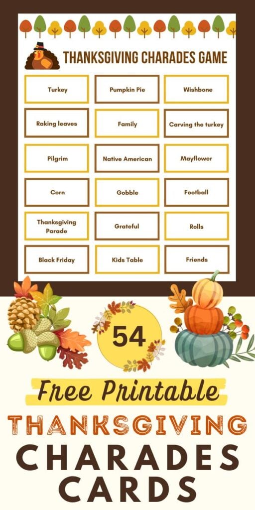 FREE Printable Thanksgiving Charades Game - Make Life Lovely
