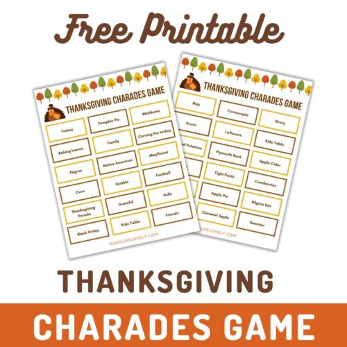 FREE Printable Thanksgiving Charades {54 Cards + 18 Blank!}