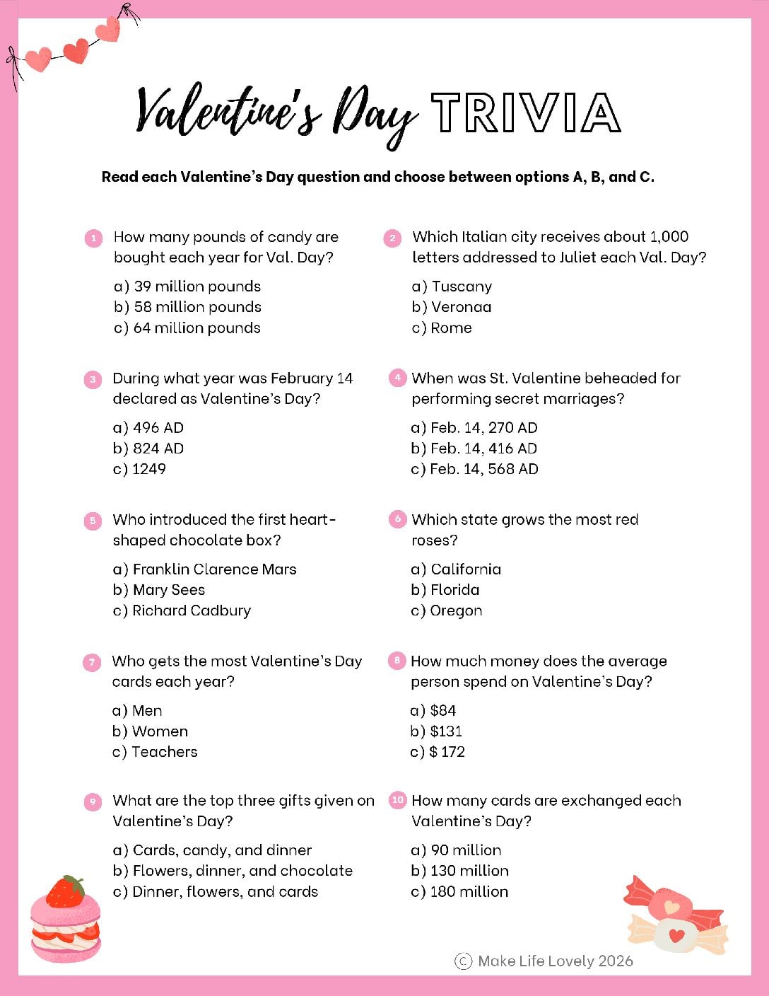 Valentine's Day Trivia - Make Life Lovely